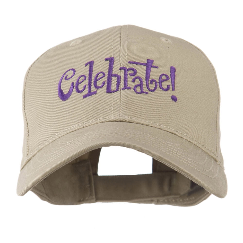 Celebrate Wording Embroidered Cap - Khaki OSFM - Walmart.com