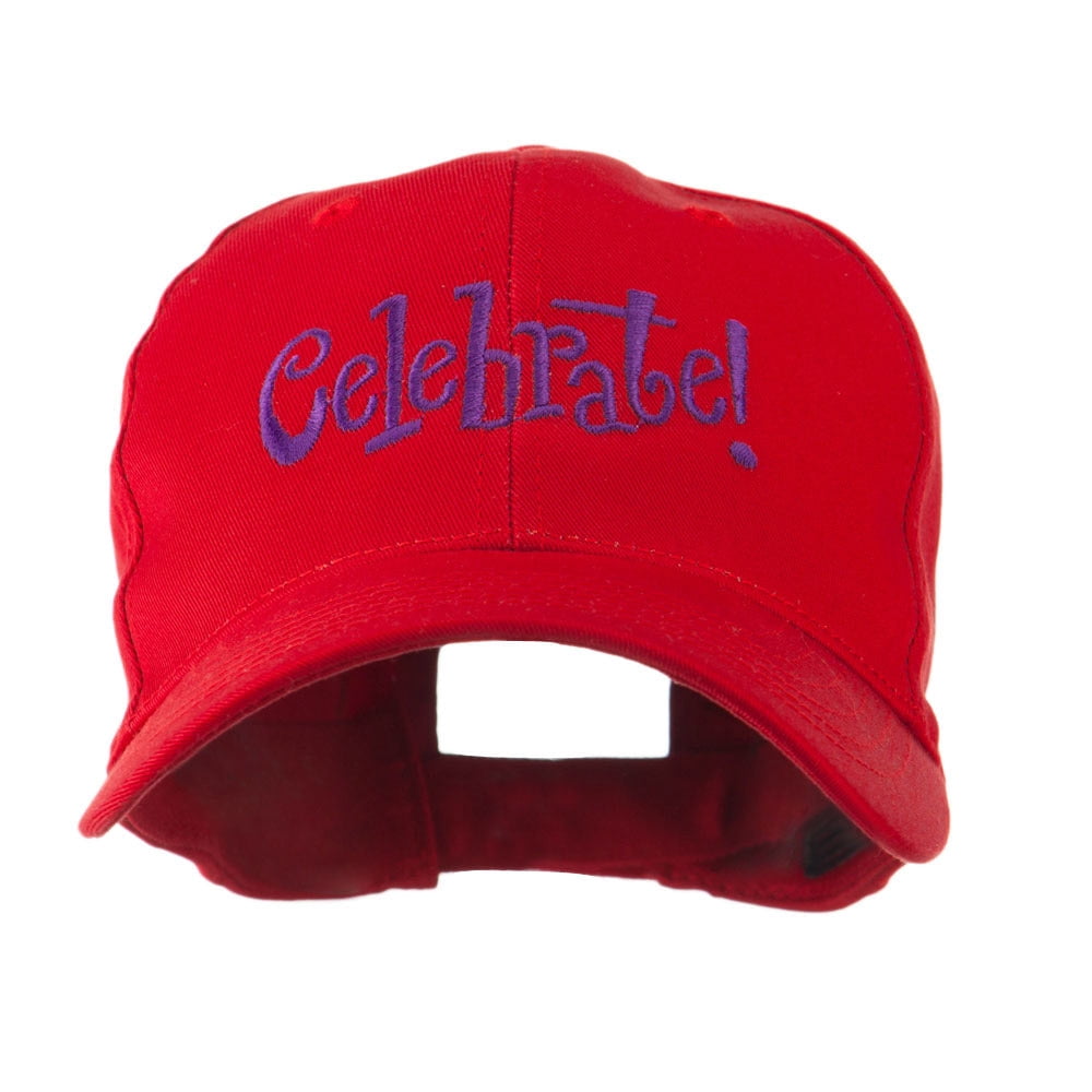 Celebrate Wording Embroidered Cap - Red OSFM - Walmart.com
