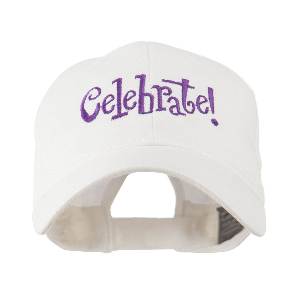 Celebrate Wording Embroidered Cap - White OSFM - Walmart.com