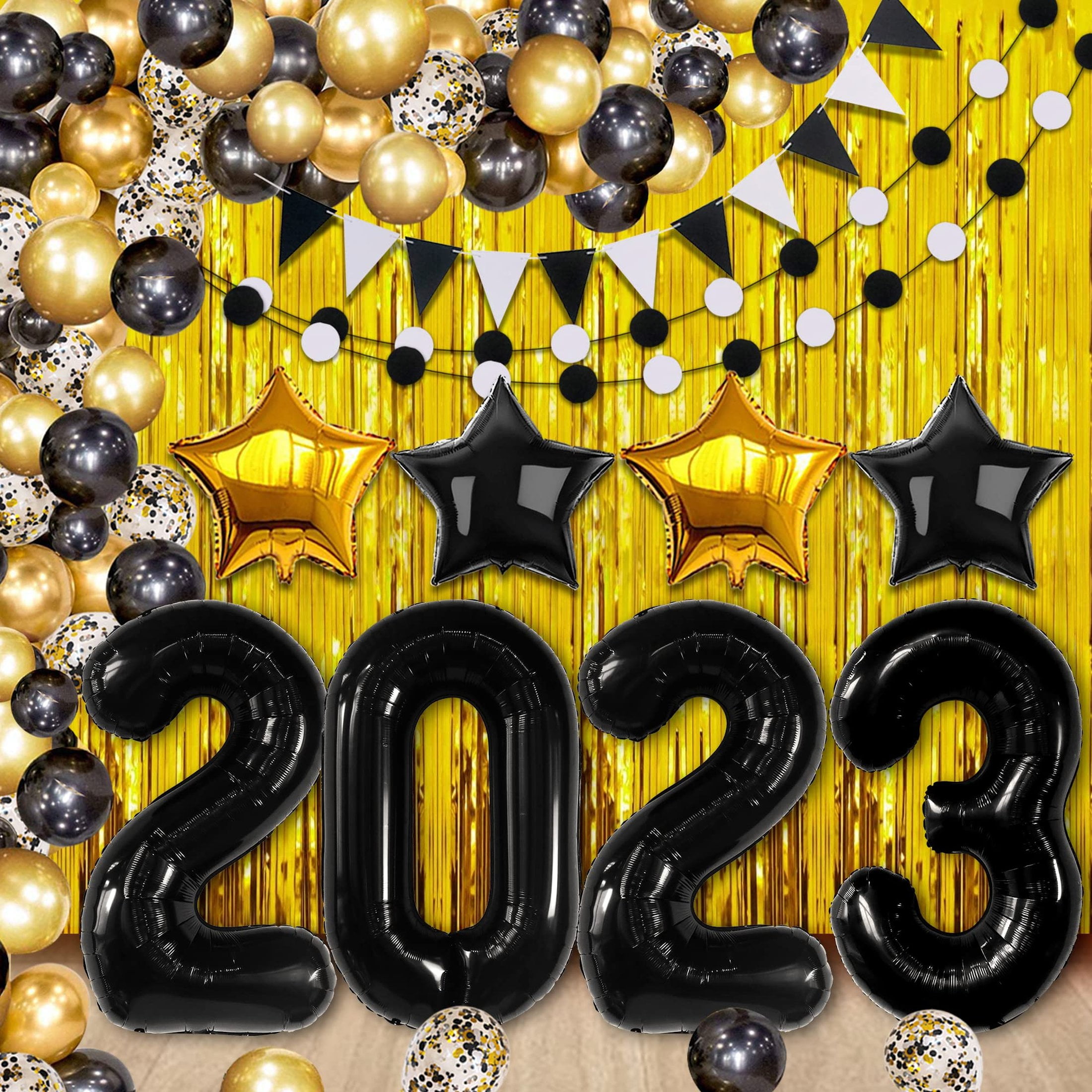 Celebrate Your Achievement: 2023 Graduation Black and Gold Balloon Arch ...