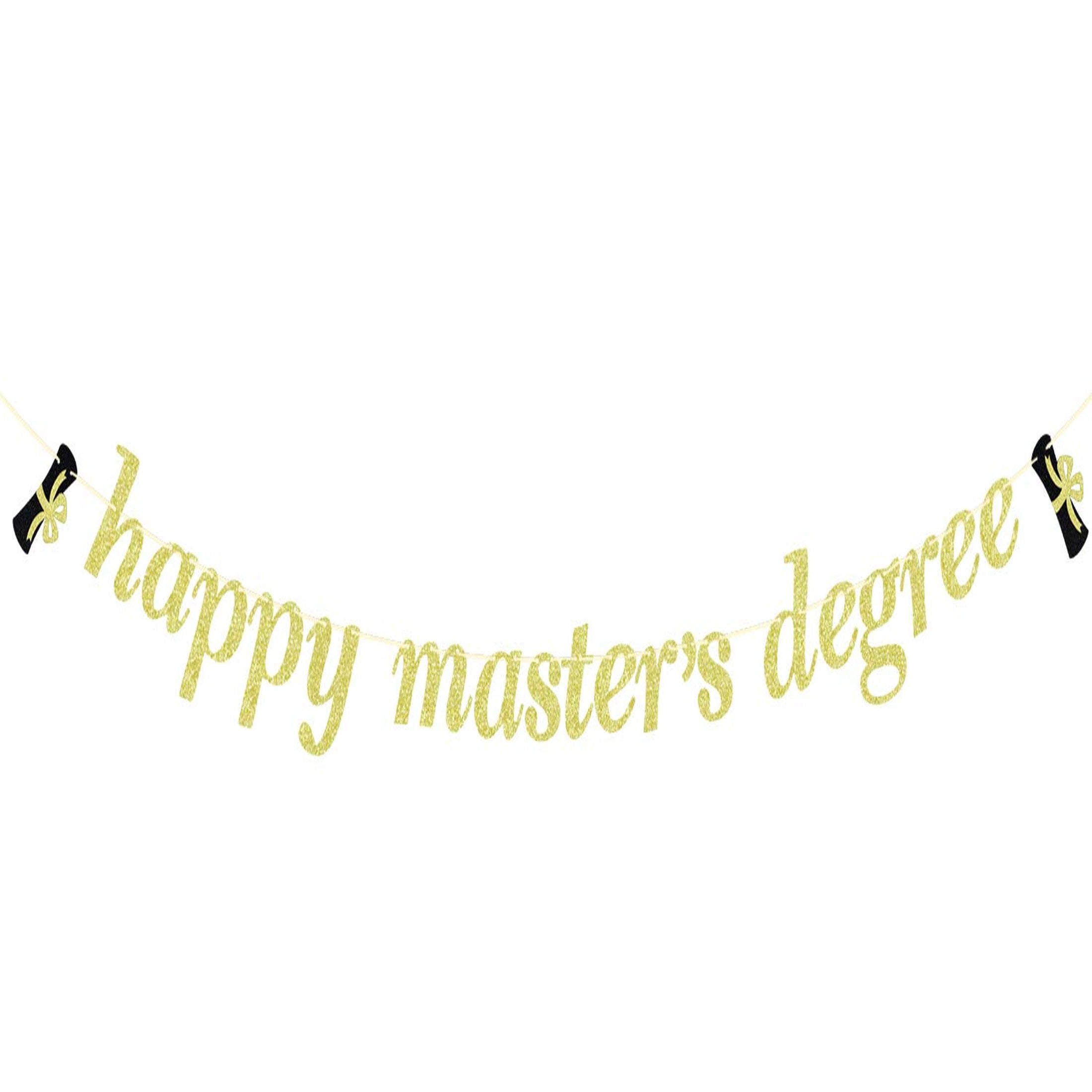 Celebrate Your Achievement with a Gold Glitter Masters Degree Banner ...