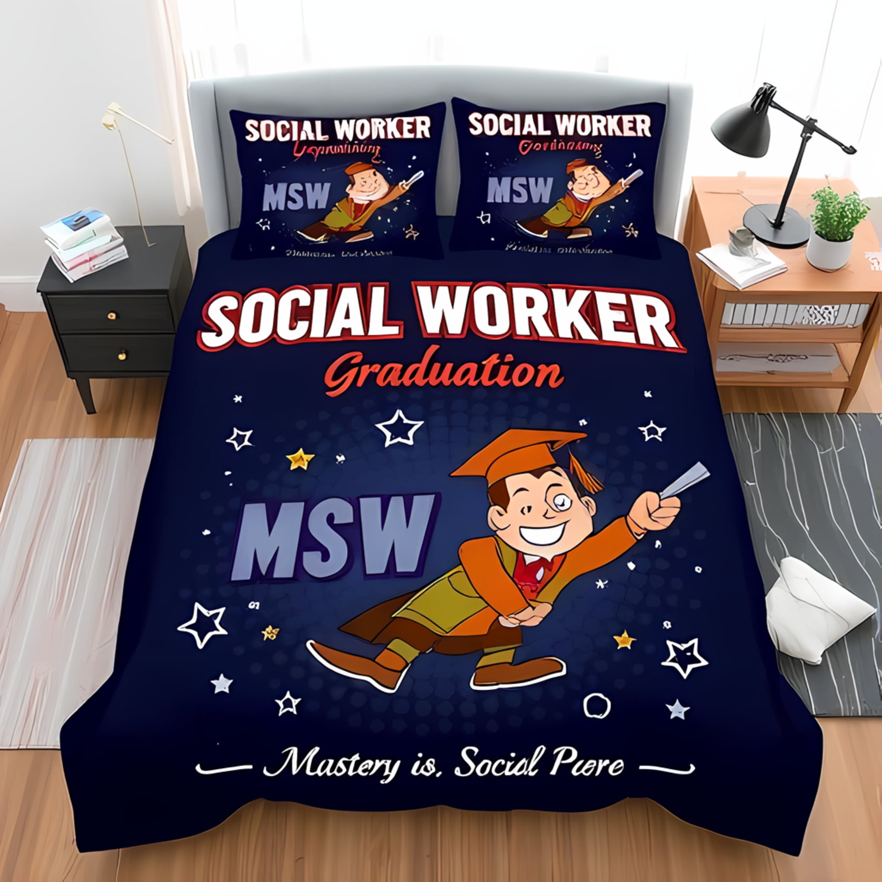 Celebrate Your MSW Graduation with a 3-Piece Navy Blue Duvet Cover Set ...