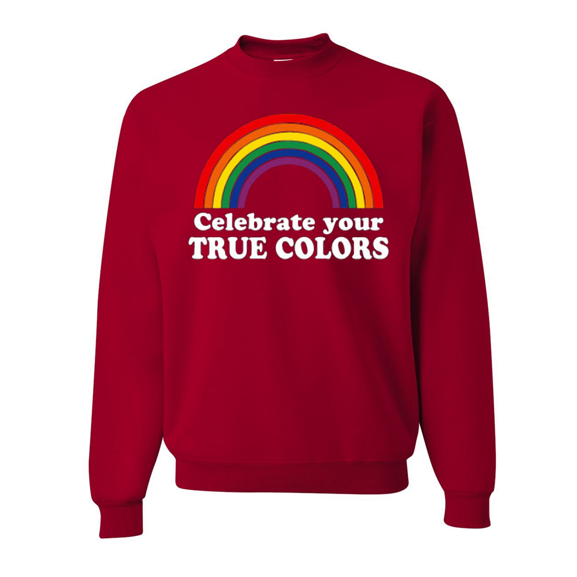 Celebrate Your True Colors LGBT Rainbow Pride Mens Crew Neck , Red ...