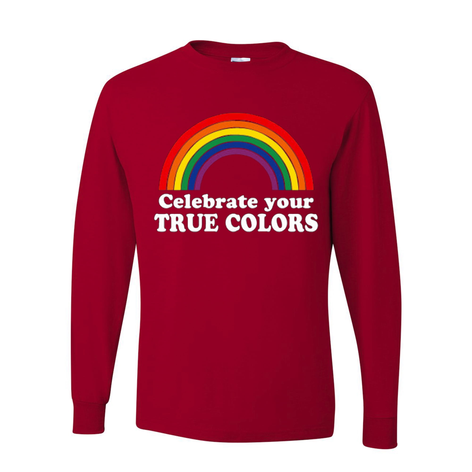 Celebrate Your True Colors LGBT Rainbow Pride Mens Long Sleeves, Red ...