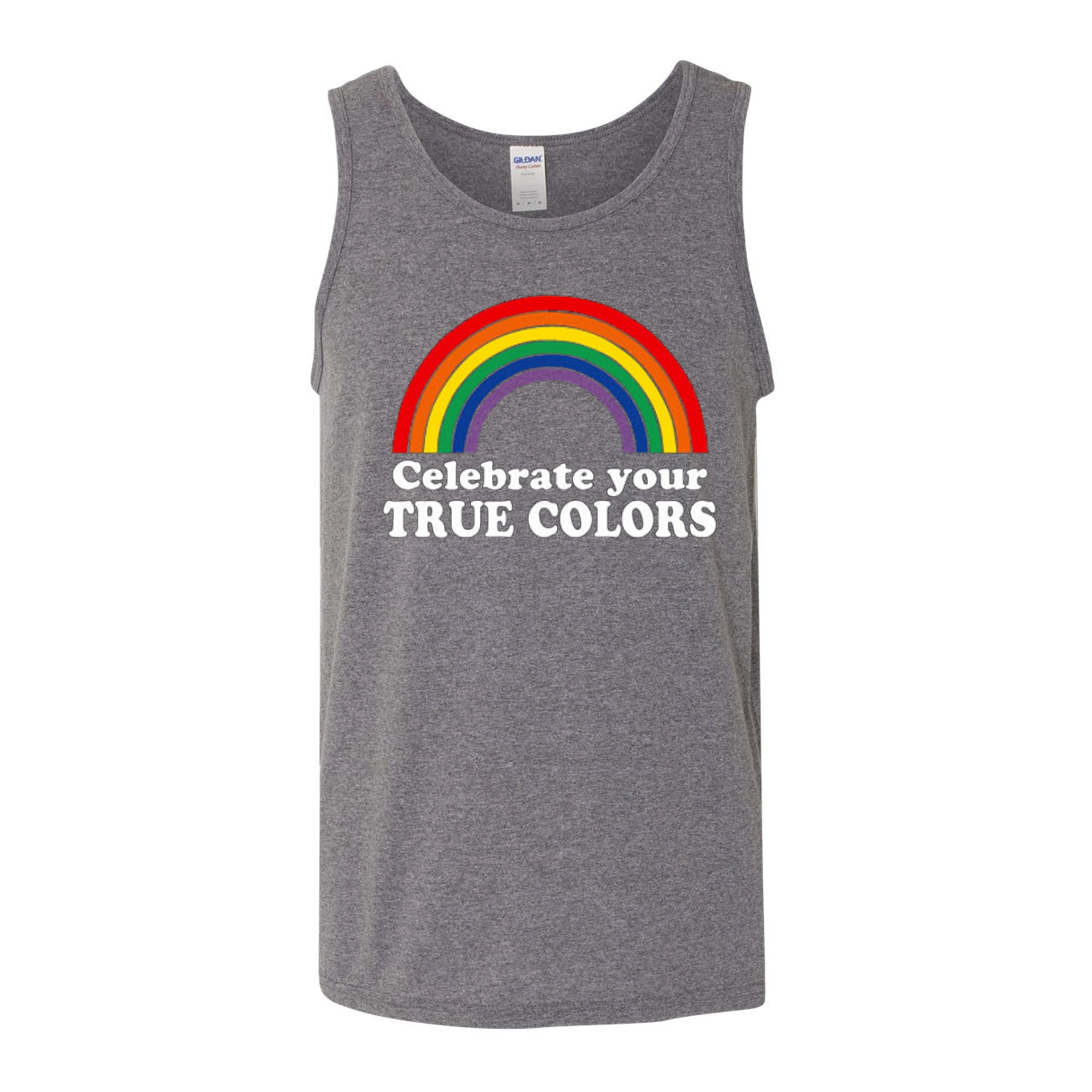 Celebrate Your True Colors LGBT Rainbow Pride Mens Tank Top, Heather ...