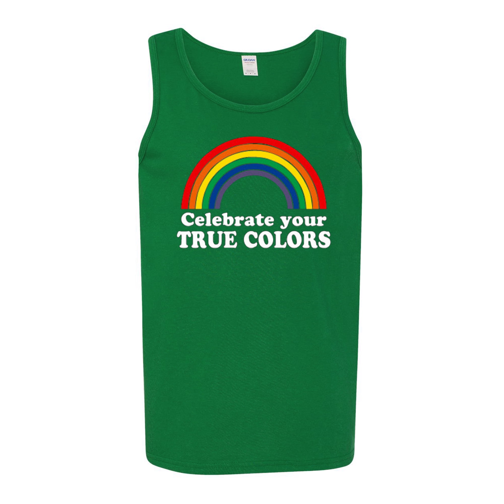 Celebrate Your True Colors LGBT Rainbow Pride Mens Tank Top, Kelly ...