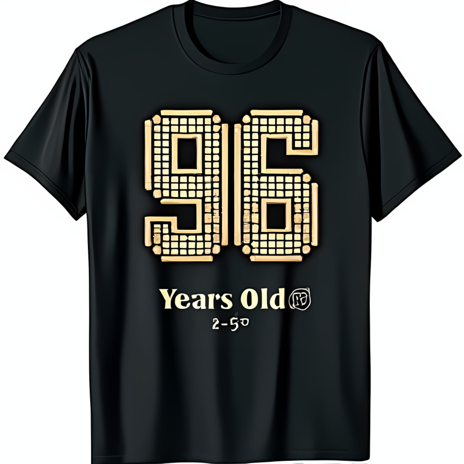 Celebrate in Style Black T-Shirt with Bold 96 Years Old Candle Graphic ...