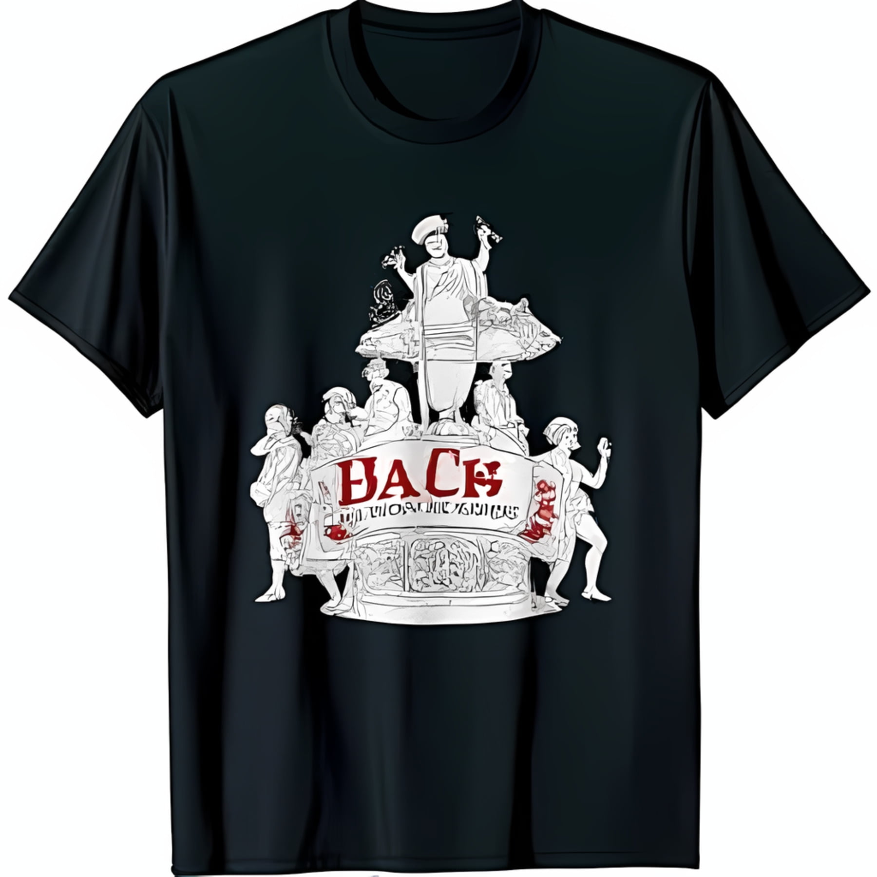 Celebrate in Style Black T-Shirt with Inspired Graphic & BACH Design ...