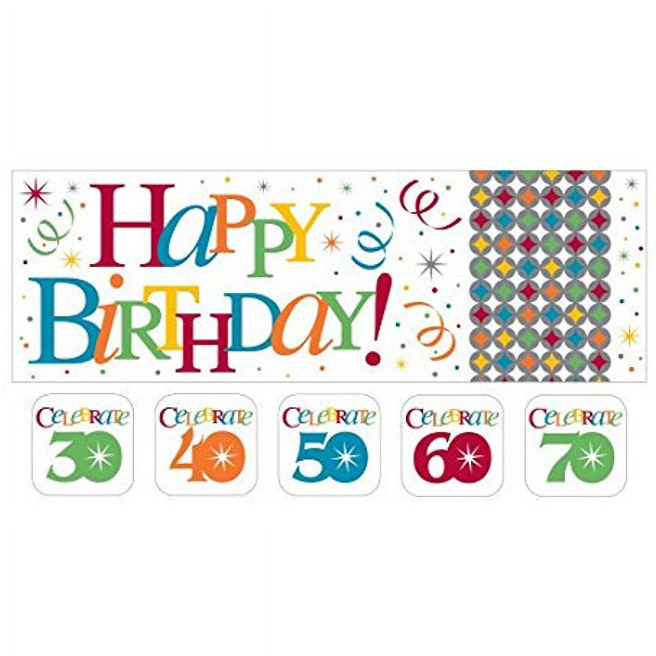 Celebrate in Style Giant Happy Birthday Banner w/Milestone Stickers ...