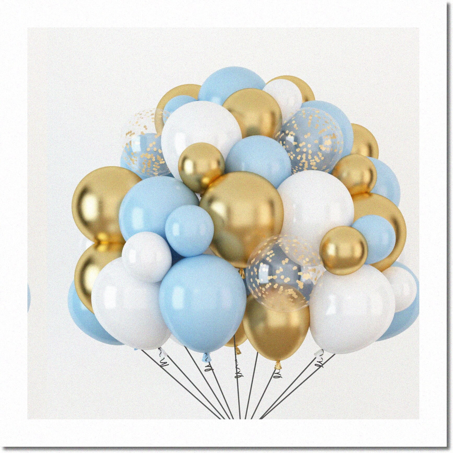 Celebrate in Style with Blue Bliss Balloon Bundle - 48 Baby Blue, Gold ...