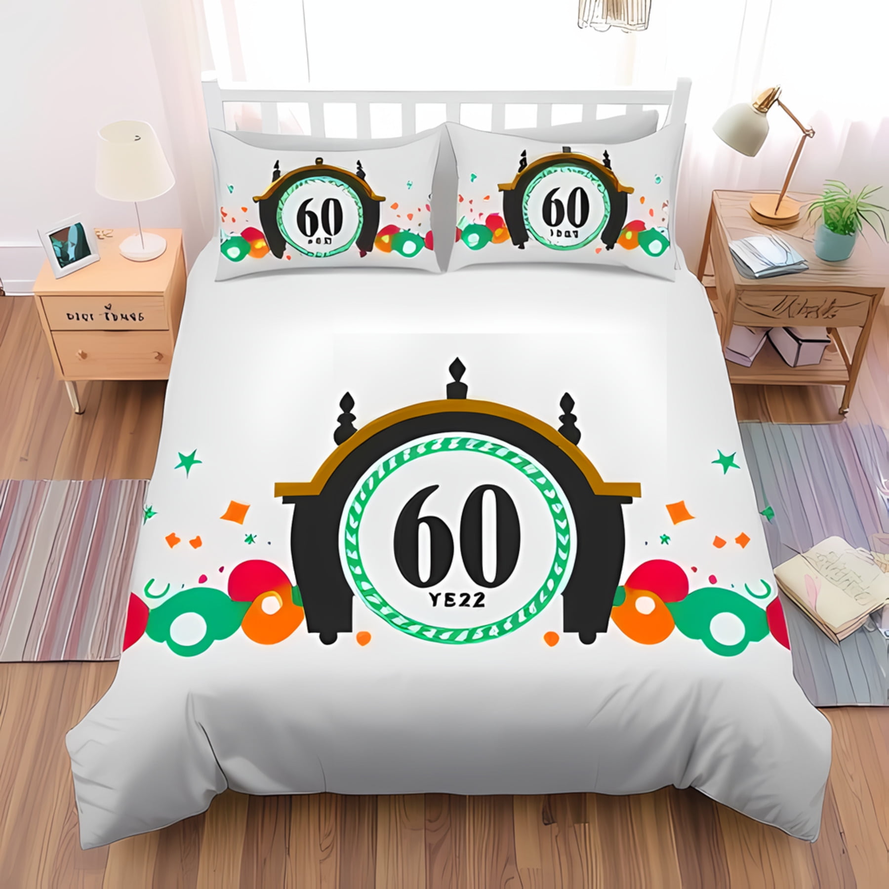 Celebrate in Style with Our 3-Piece Duvet Cover Set Featuring a Vibrant ...