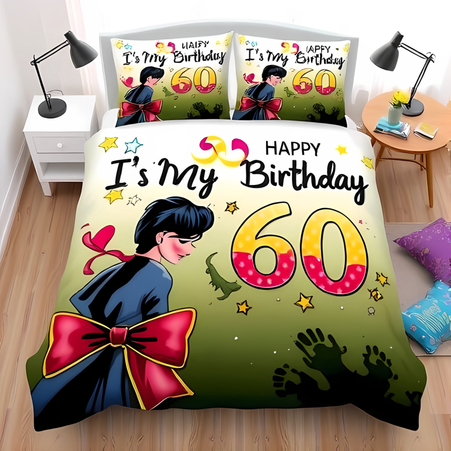 Celebrate in Style with Our 3-Piece Duvet Cover Set - "Happy 60 I'm My ...