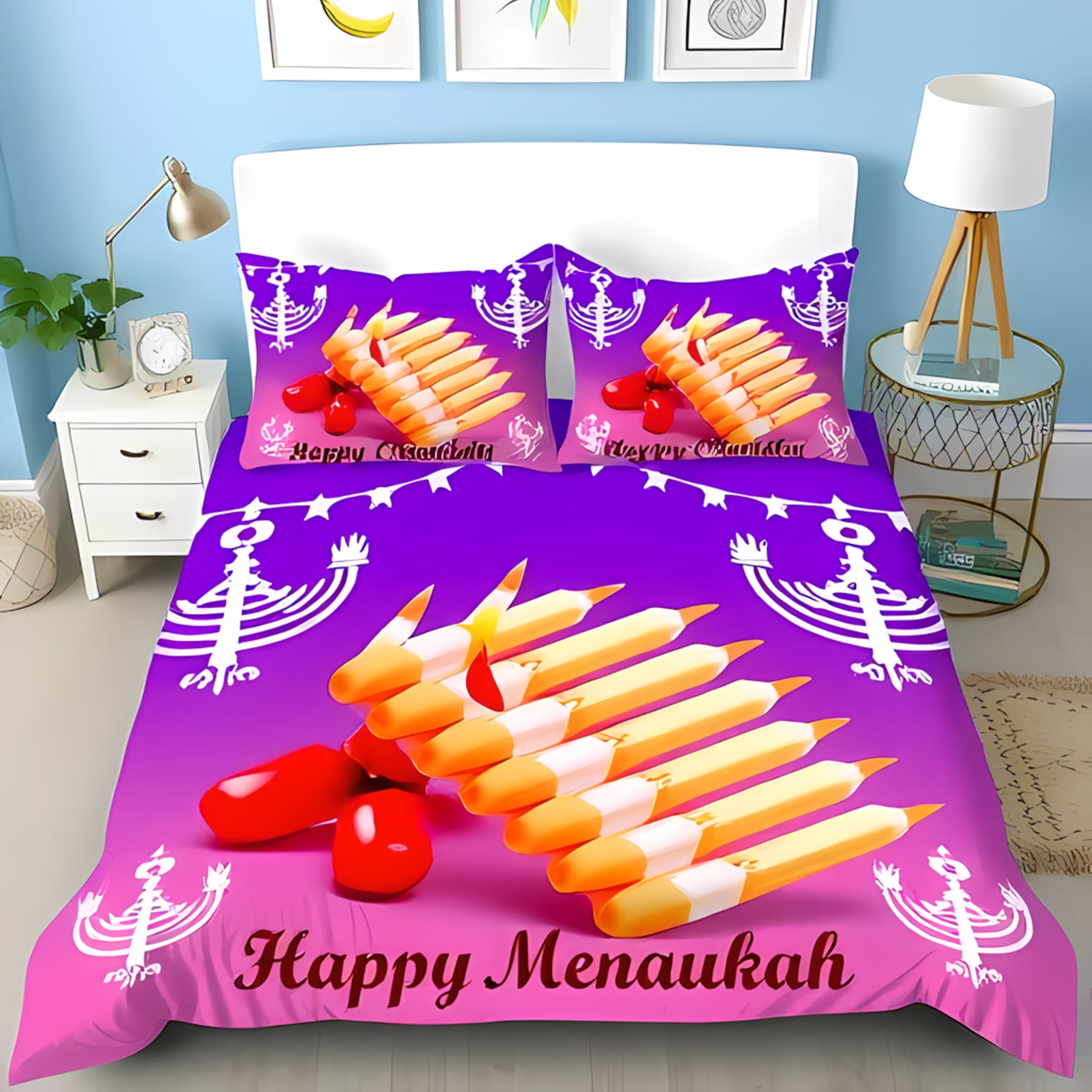 Celebrate in Style with Our 3-Piece Menorah Duvet Cover Set - Festive ...