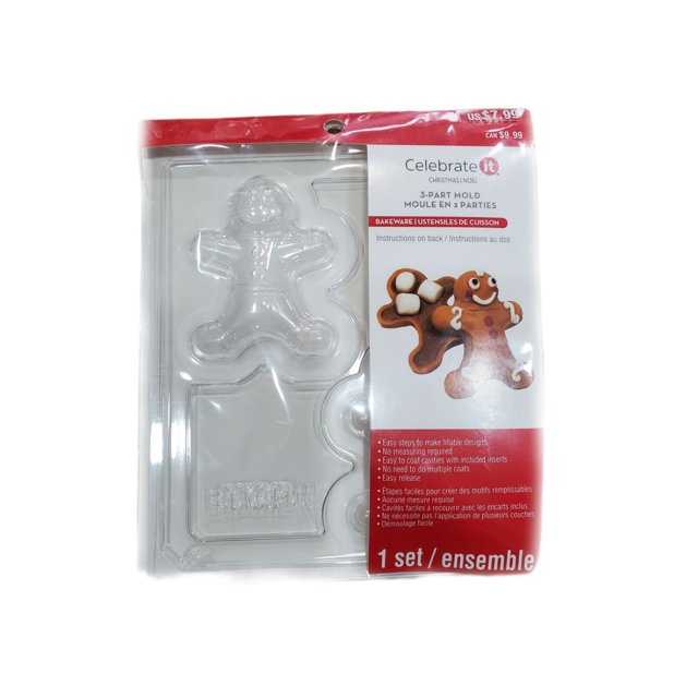 Gingerbread Man 3-Part Mold Bakeware Set - Walmart Business Supplies
