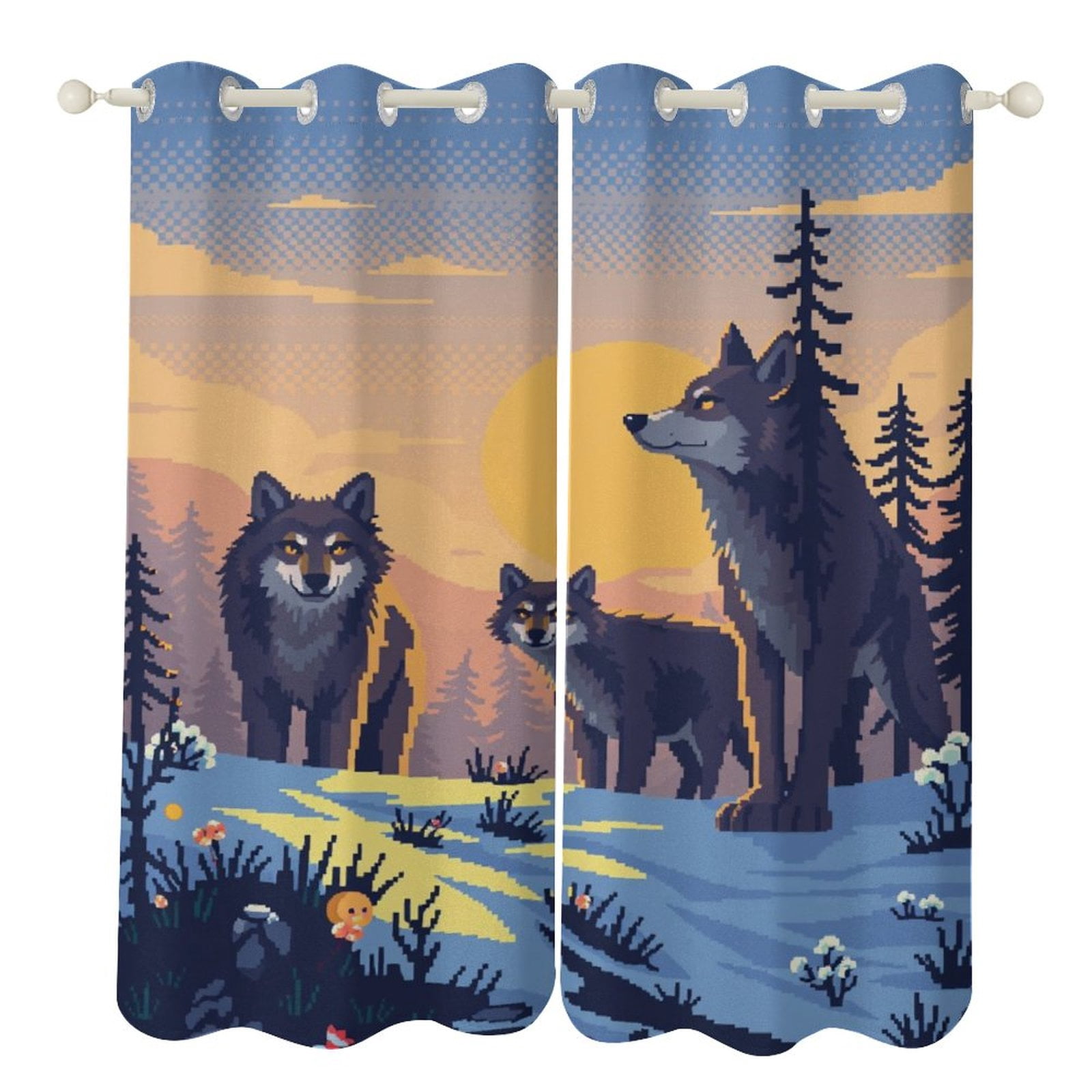 Celebrate with Wolves 2 Pieces Window Drape Curtain for Living Room ...