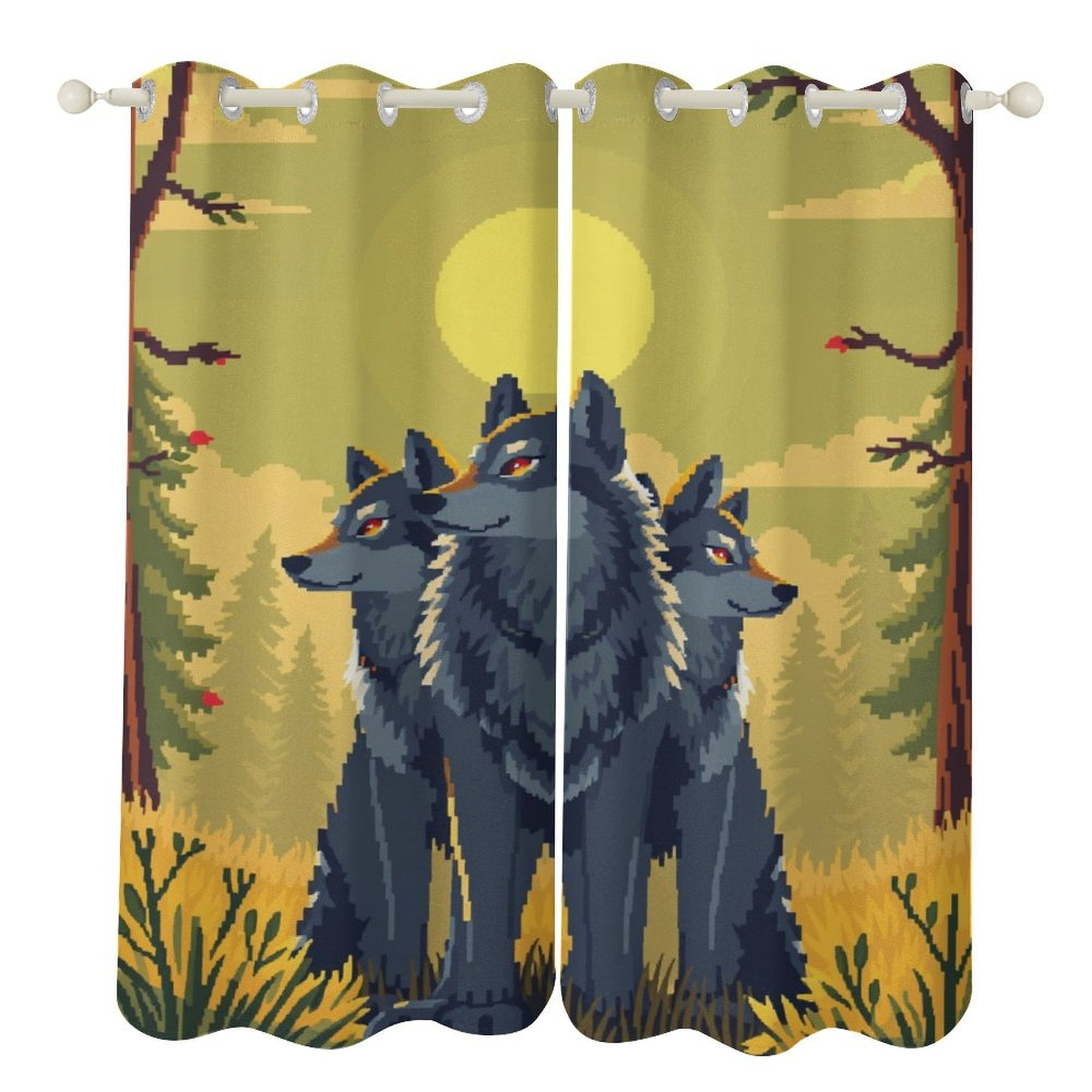 Celebrate with Wolves 2 Pieces Window Drape Curtain for Living Room ...
