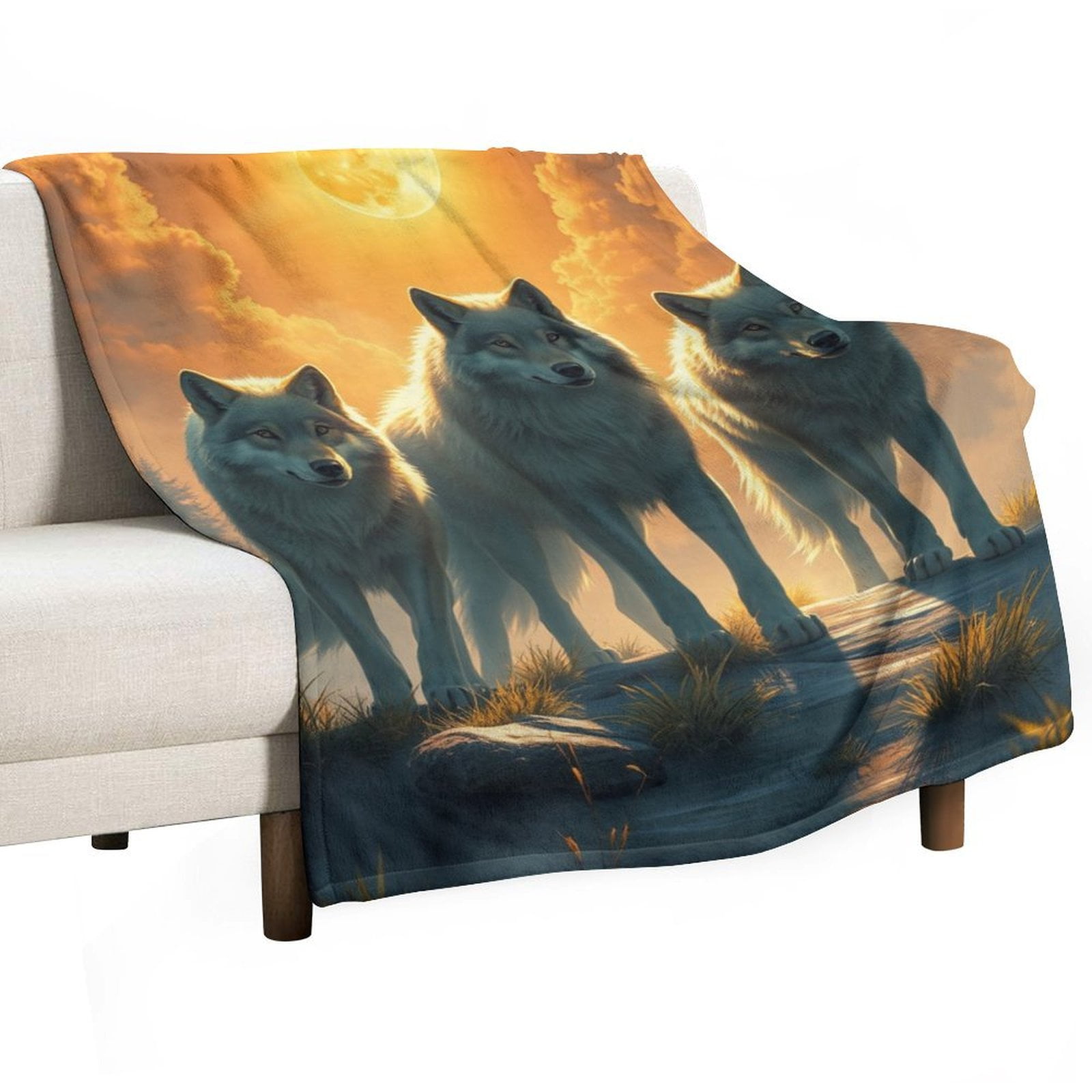Celebrate with Wolves Blanket Flannel Bed Sofa Travel Camping Super ...
