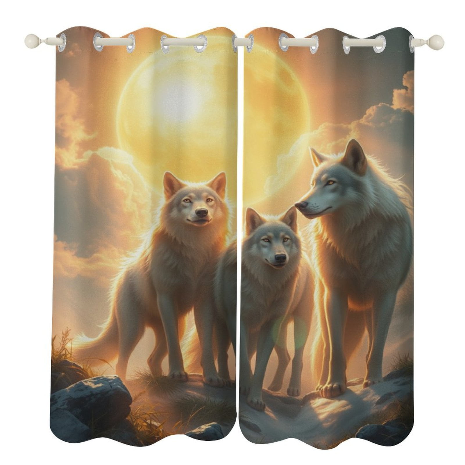 Celebrate with Wolves Curtains for Bedroom Living Room Drapes Kitchen ...