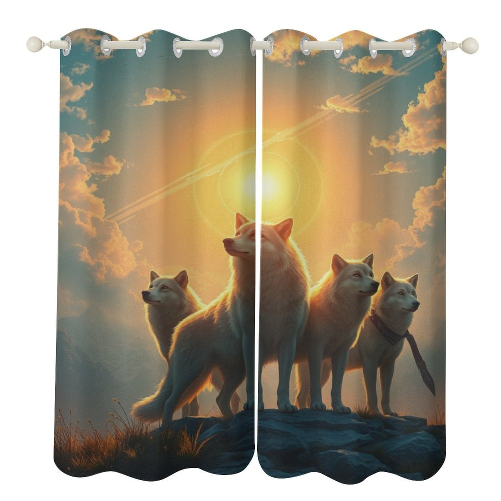 Celebrate with Wolves Curtains for Bedroom Living Room Drapes Kitchen ...