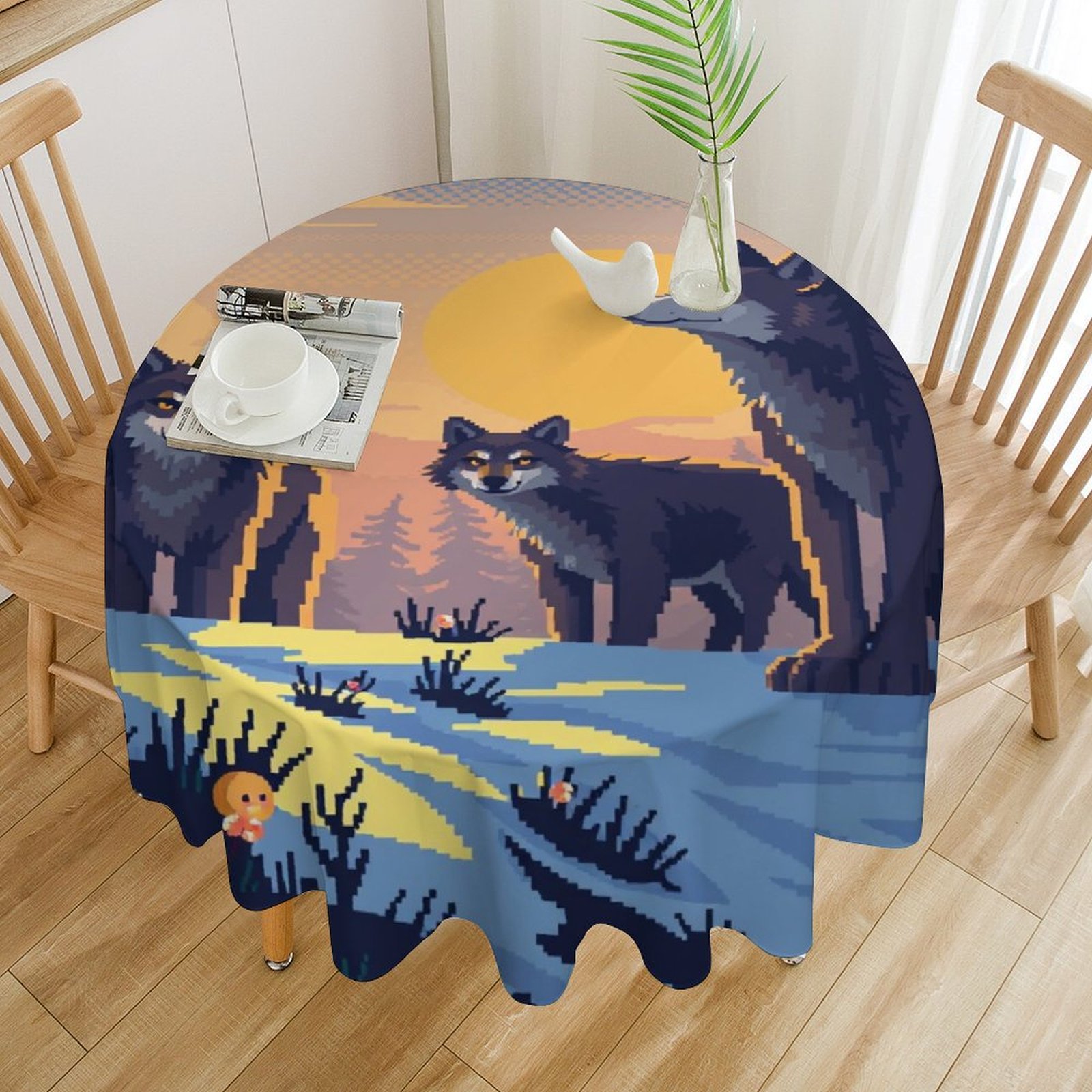 Celebrate with Wolves Table Cloth Round PVC Wedding Kitchen Dining Desk ...