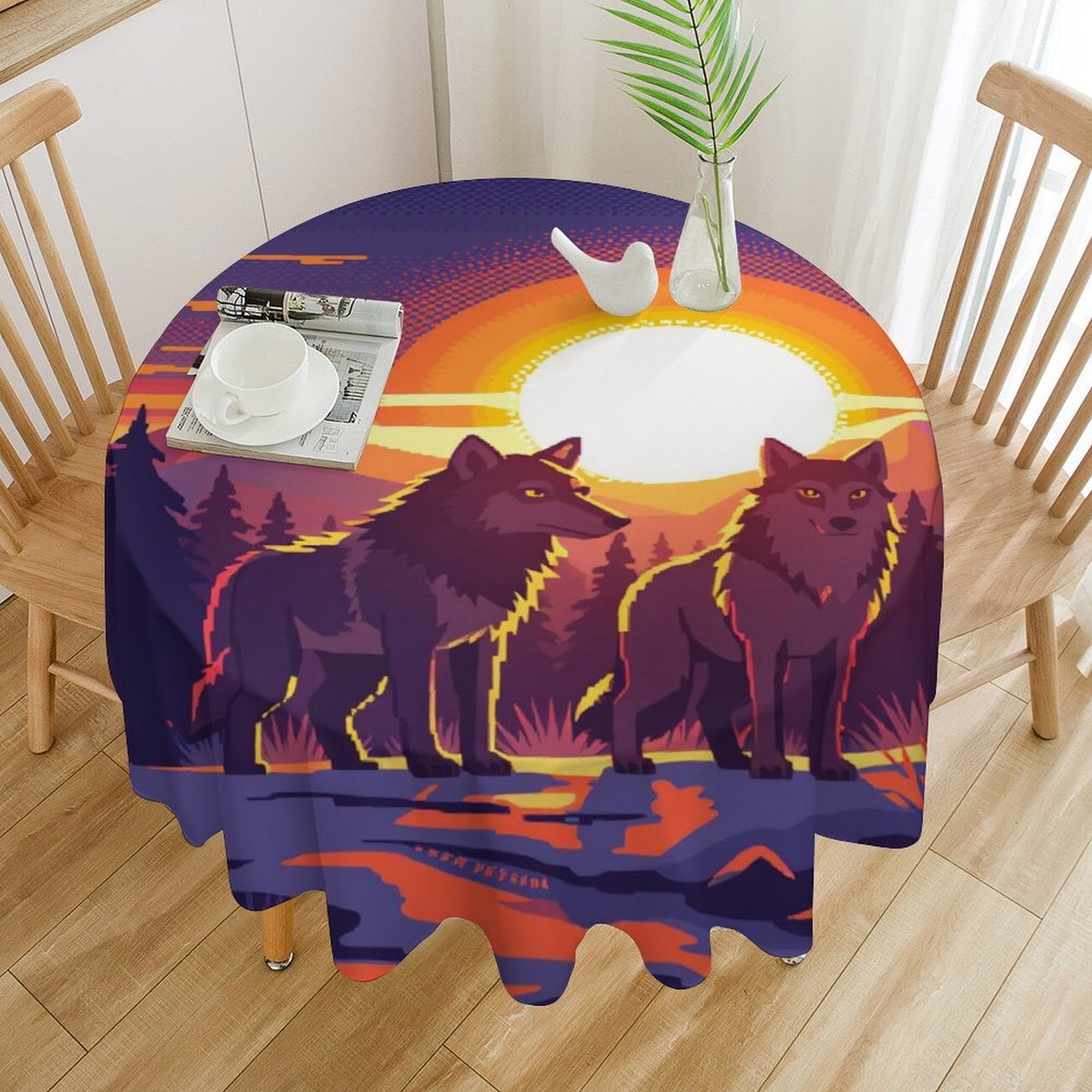Celebrate with Wolves Table Cloth Round PVC Wedding Kitchen Dining Desk ...
