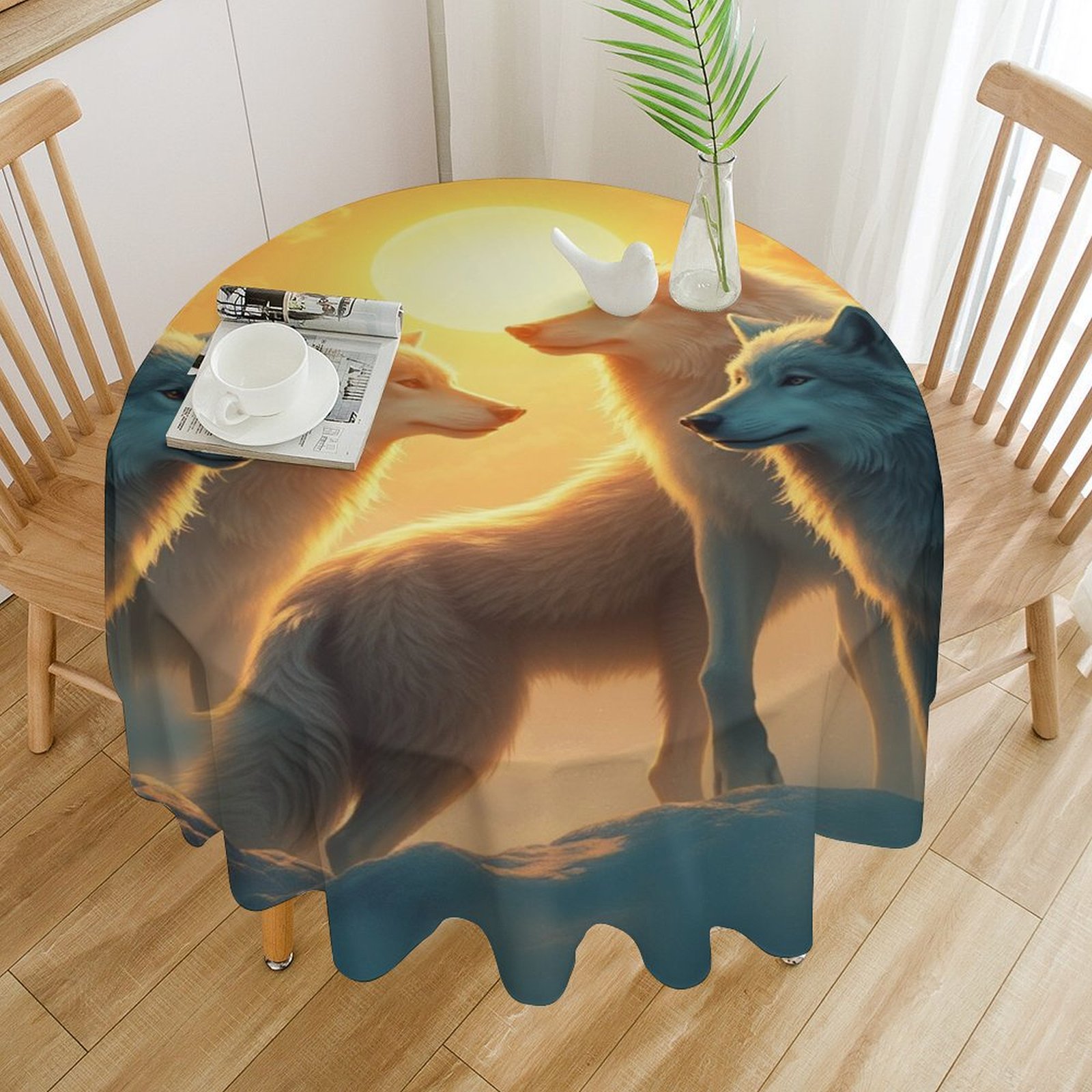 Celebrate with Wolves Table Cloth Round PVC Wedding Kitchen Dining Desk ...