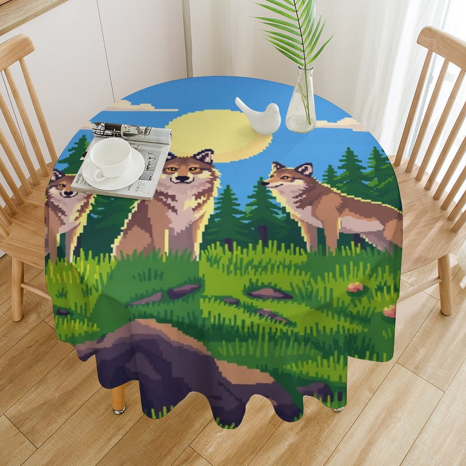 Celebrate with Wolves Table Cloth Round PVC Wedding Kitchen Dining Desk ...