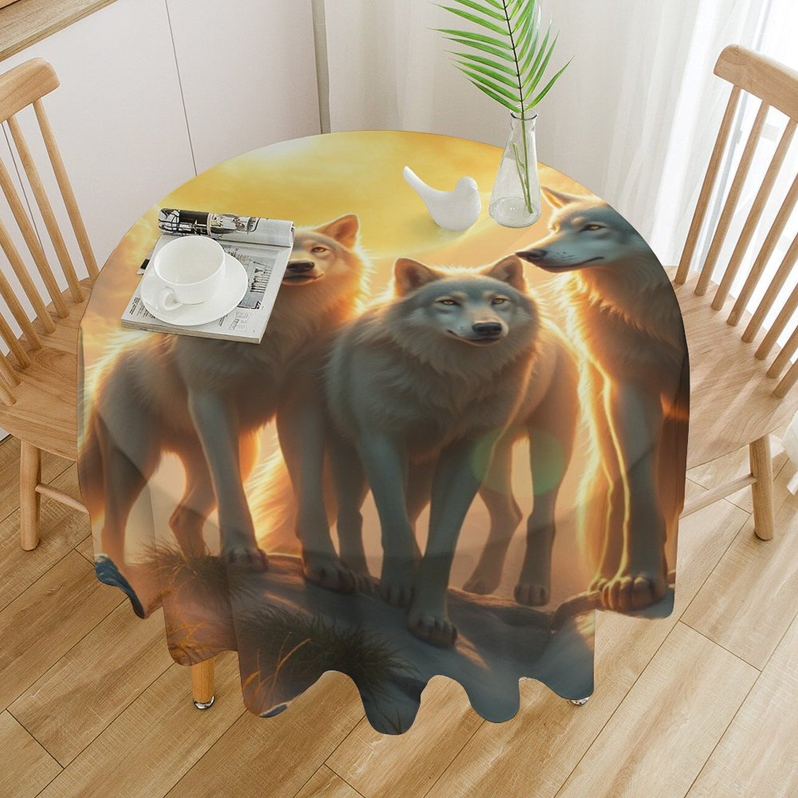 Celebrate with Wolves Table Cloth Round PVC Wedding Kitchen Dining Desk ...