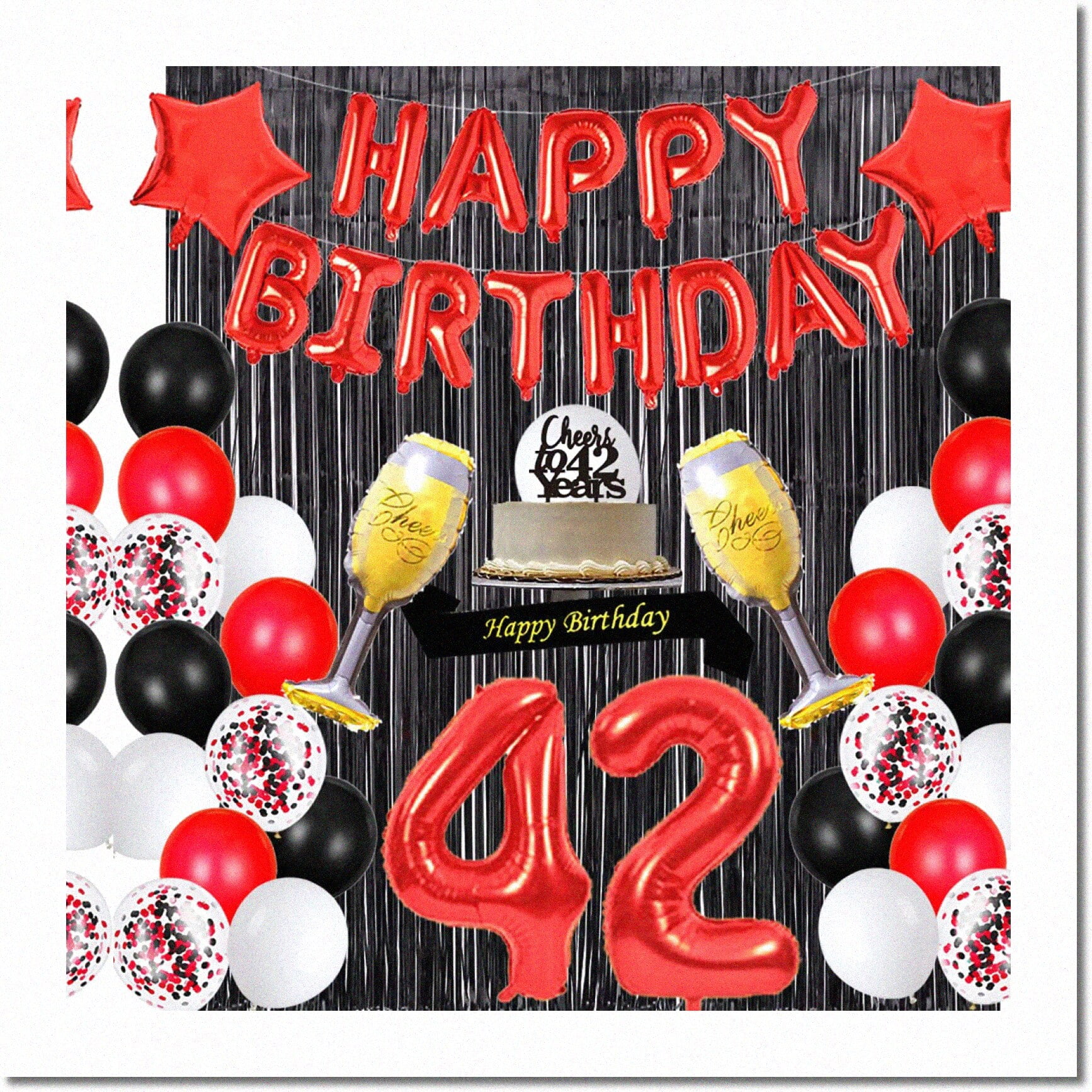 Celebrate42 - Vibrant Birthday Bash Kit for Women: Red Happy Birthday ...