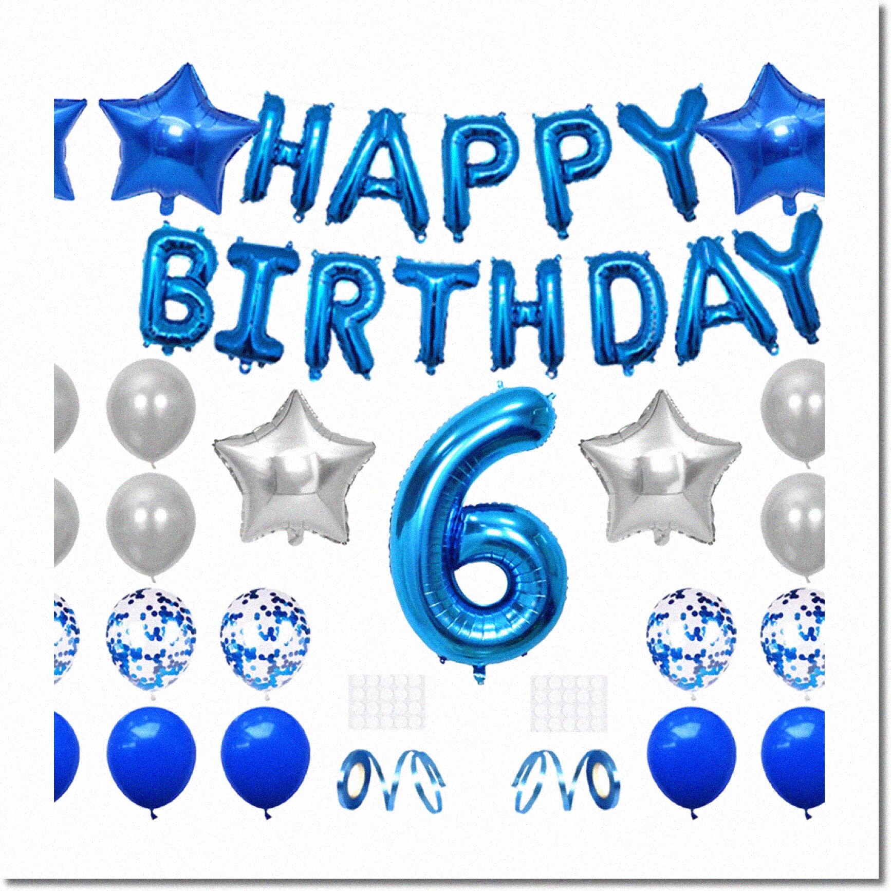 Celebrate6 Deluxe Party Kit: Happy Birthday Banner, Number 6 Balloon ...