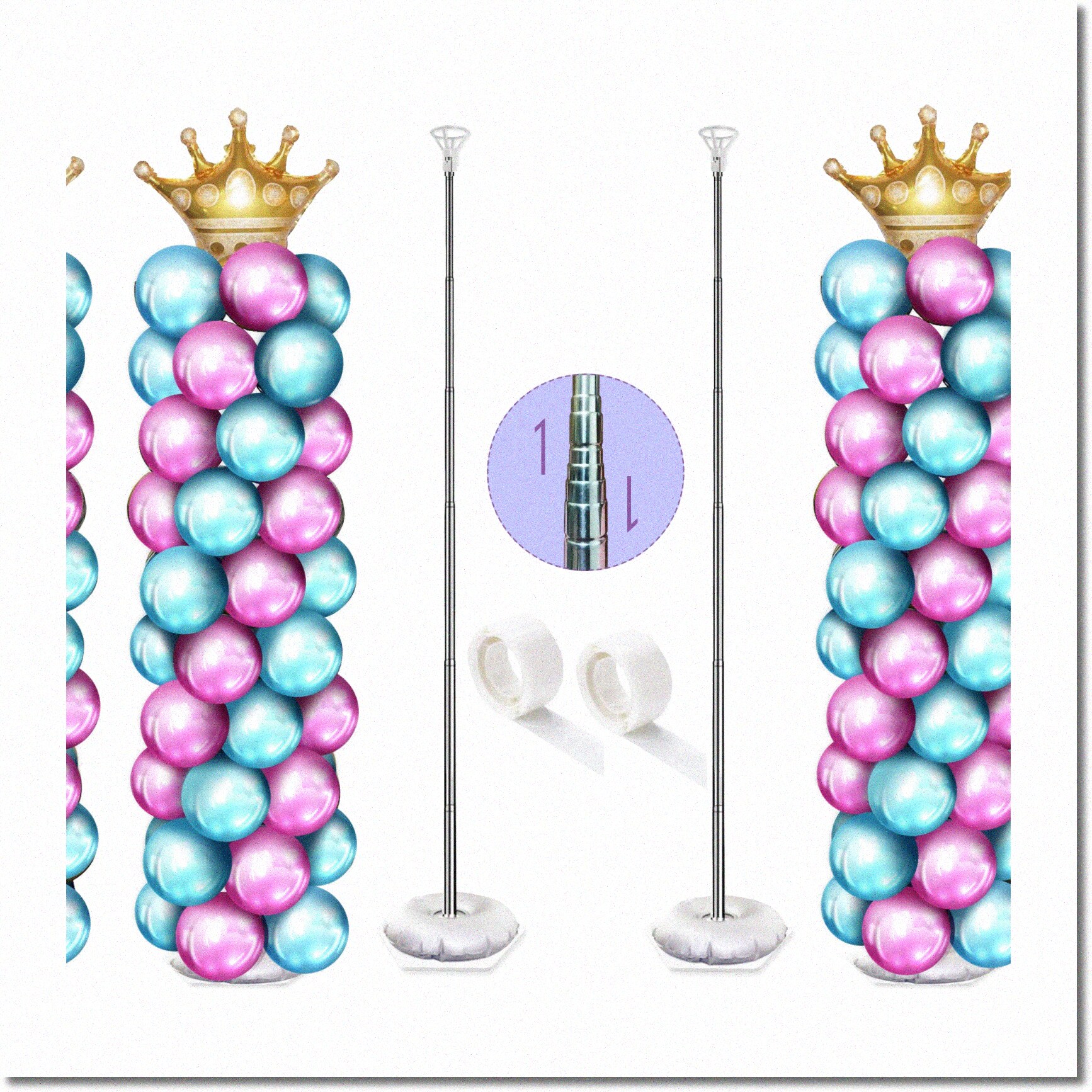 CelebrateXpress Balloon Elegance Kit - 2 Column Set | Floor Stand with ...