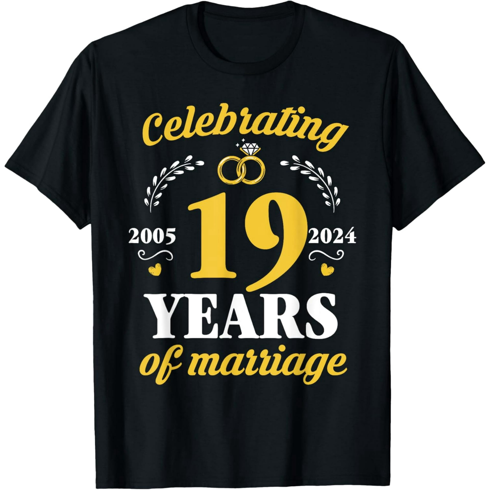 Celebrating 19 Years of Marriage 19th Wedding Anniversary T-Shirt ...