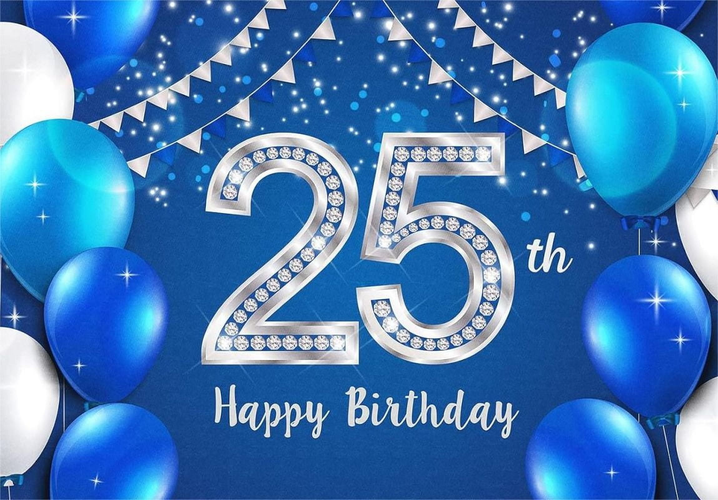 Celebrating 25 Years Backdrop Black Silver Balloons Anniversary ...