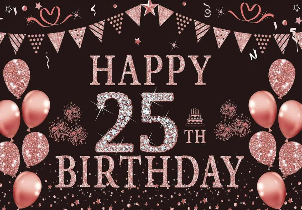 Celebrating 25 Years Backdrop Black Silver Balloons Anniversary ...