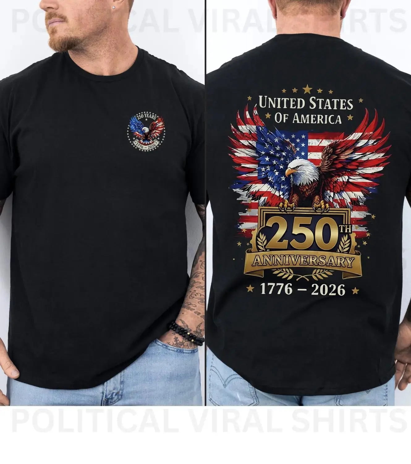 Celebrating 250 Years of American with Red and Blue T-Shirt - Walmart.com