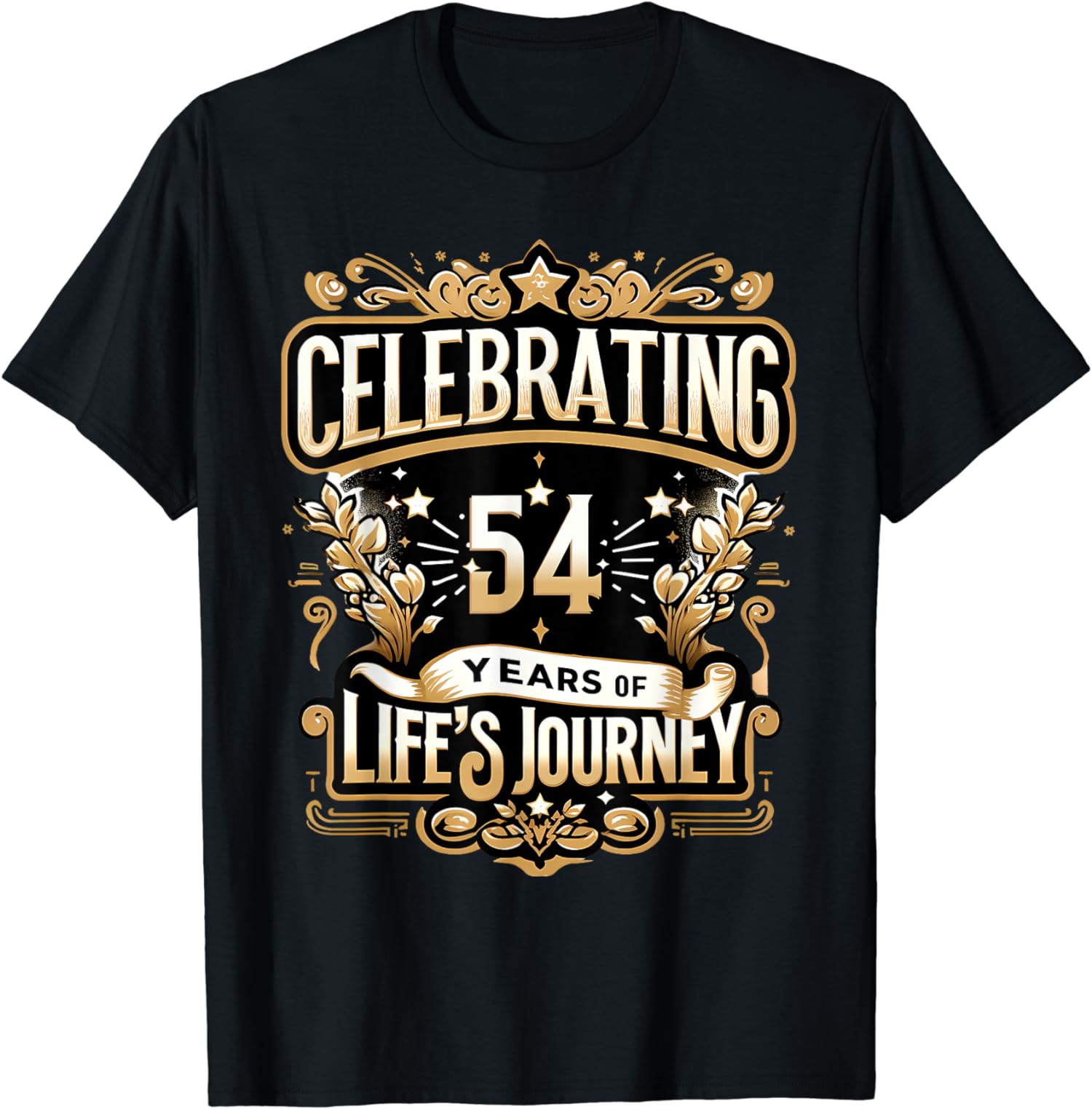Celebrating 54 Years of Life's Journey Vintage Birthday T-Shirt ...