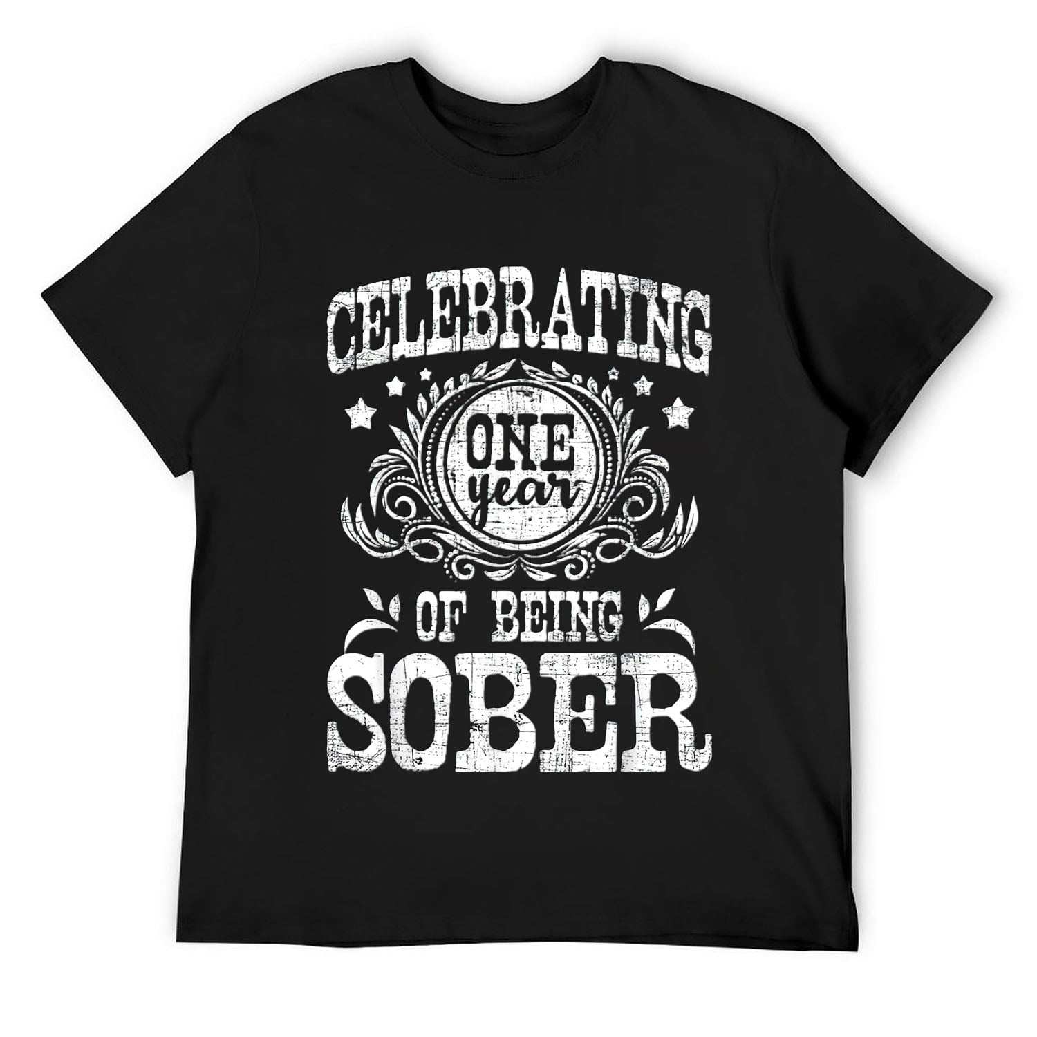 Celebrating One Year Of Being Sober - Recovery Sobriety AA Mens T-Shirt ...