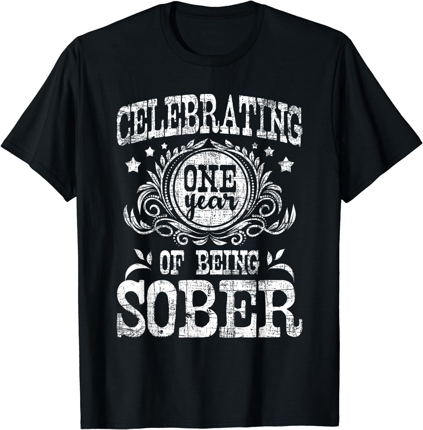 Celebrating One Year Of Being Sober - Recovery Sobriety AA T-Shirt ...