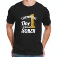 Celebrating One Year of Sobriety T-Shirt - Black Tee with Gold Number ...