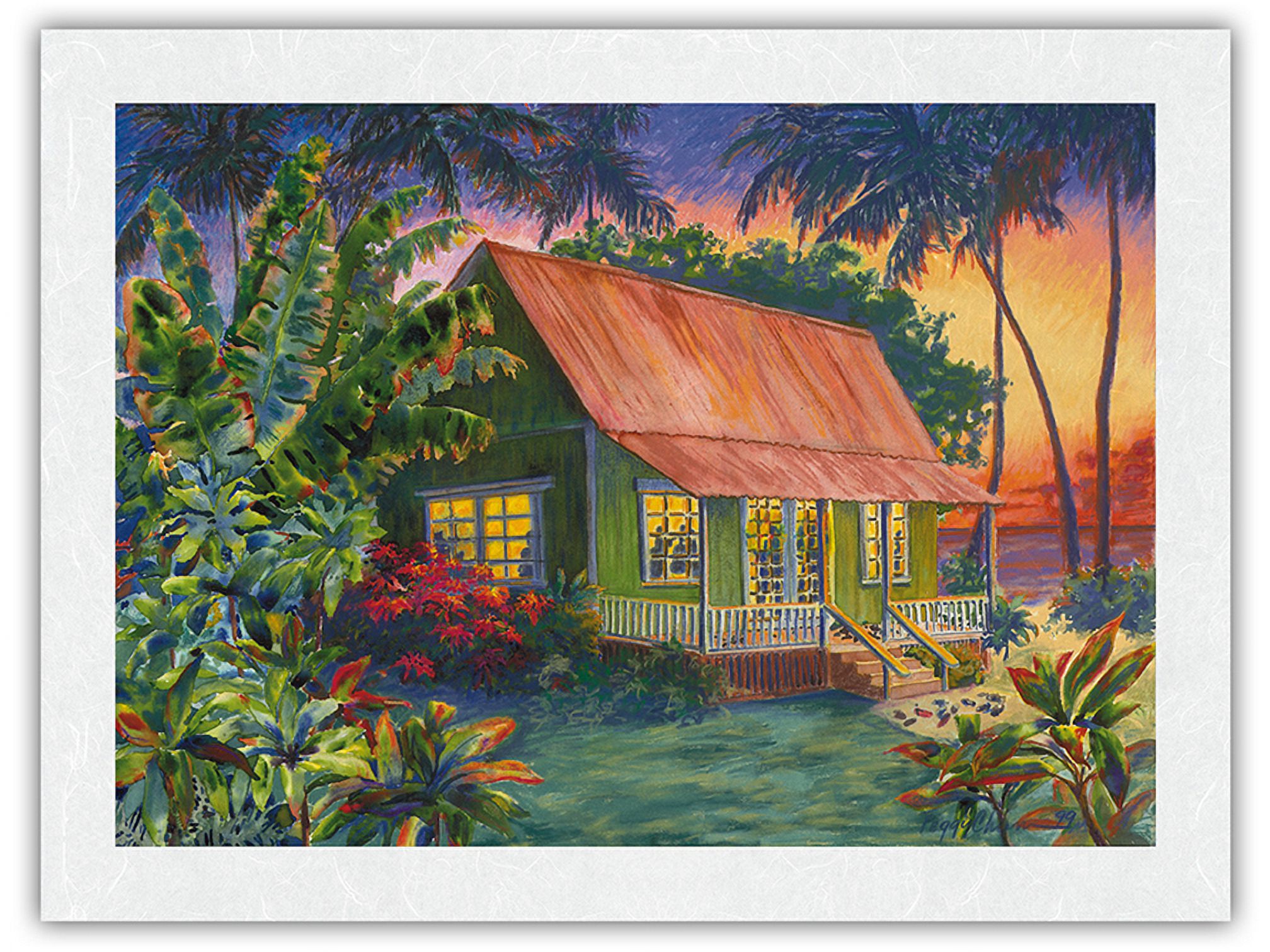 Celebration at Banana Patch - Hawaiian House (Hale) at Sunset - From an ...