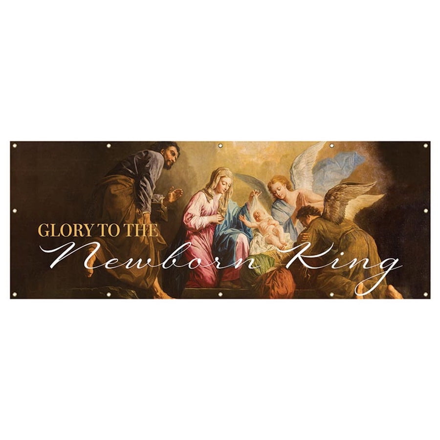 Celebration Banners N7338 Glory to the Newborn King Outdoor Banner ...