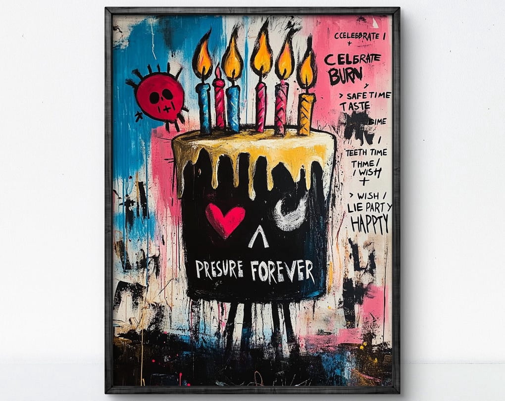 Celebration Cake Graffiti Art Poster – Bold Urban Wall Decor, Modern ...