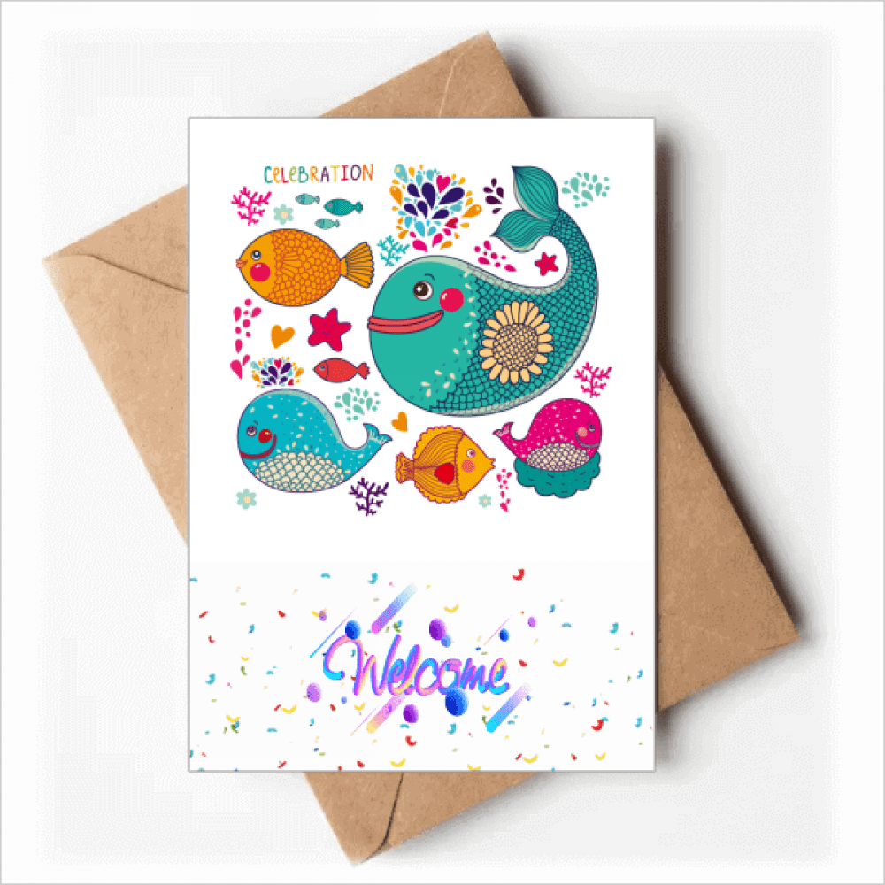 Celebration Fish Colourful Ocean Welcome Back Greeting Cards Envelopes ...