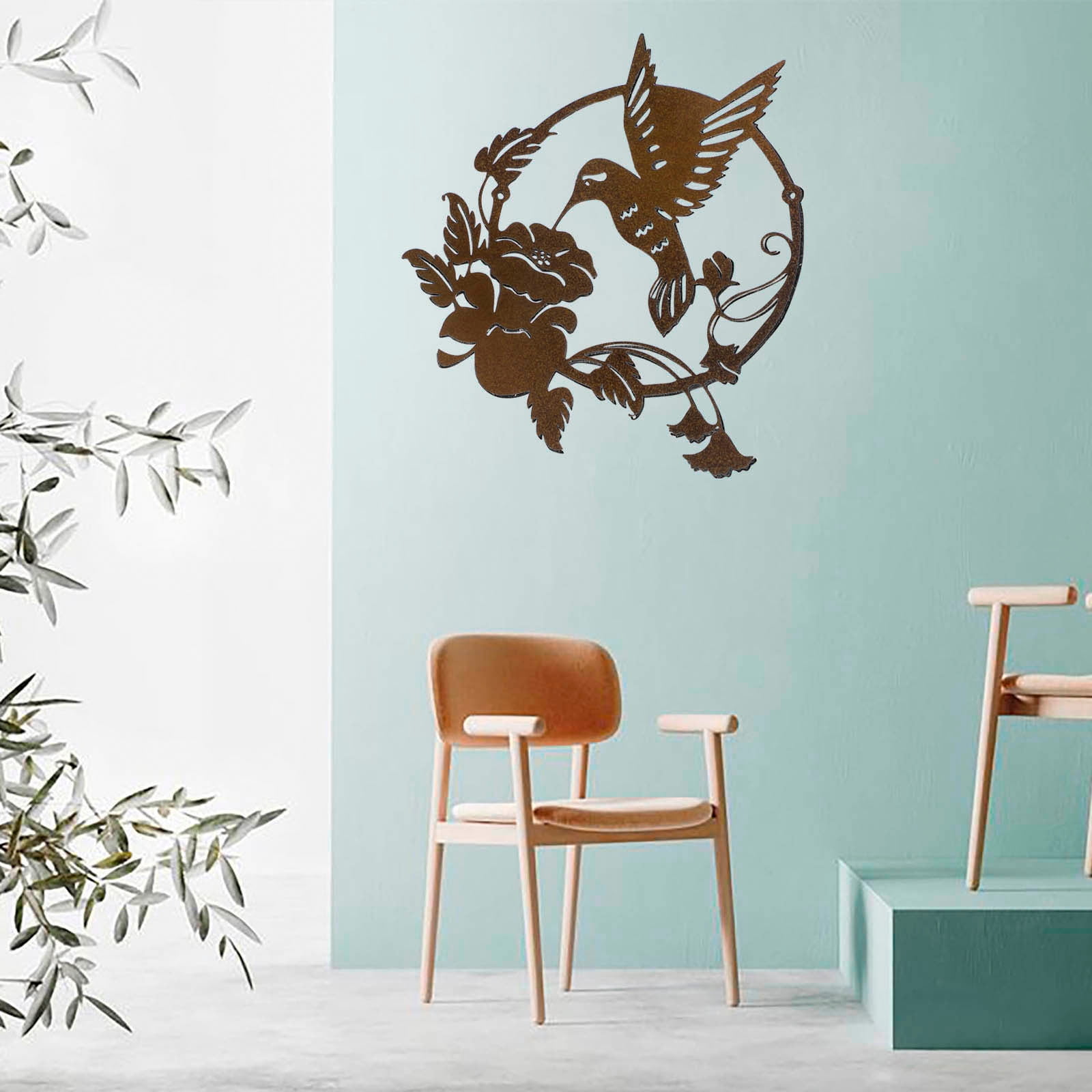 Celebration Large Hummingbird Flower Metal Wall Art Metal Decor Wall ...