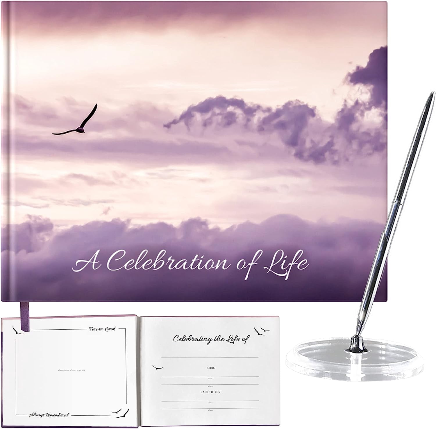 Celebration of Life Funeral Guest Book, Sky Design Funeral Guestbook ...