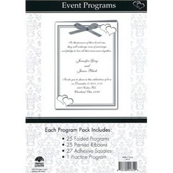 Celebration Silver Hearts Event Program Set, 5 x 7-Inches, 25 Folded ...