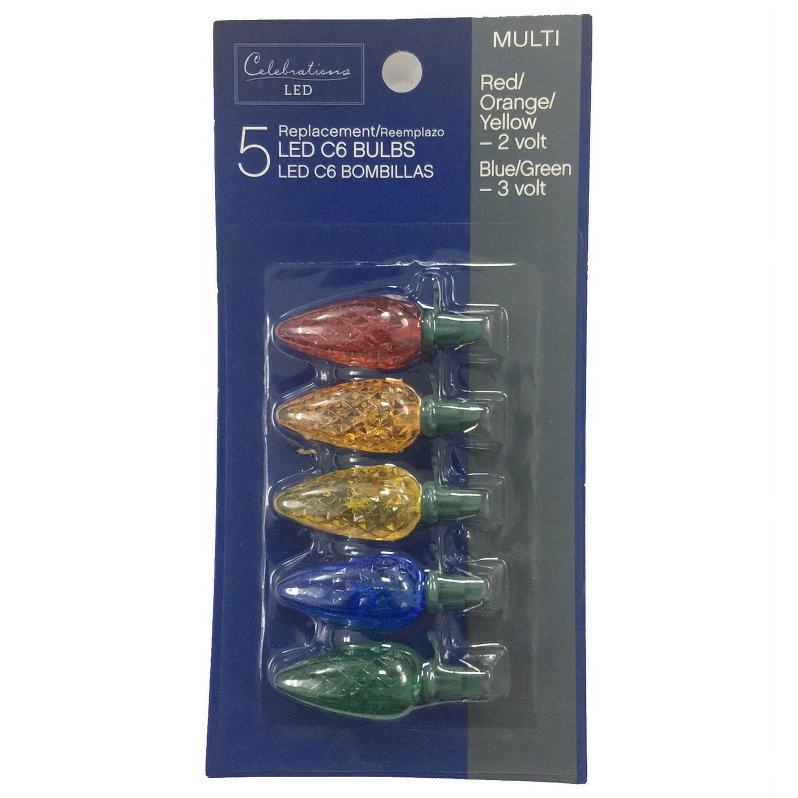 Celebrations Multicolored C6 LED Christmas Replacement Bulbs, 5 Pack ...