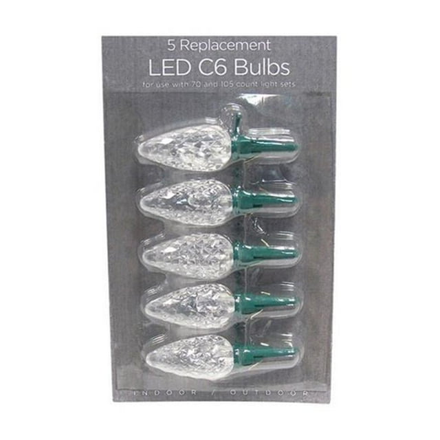 Celebrations Cool White LED C6 Replacement Bulbs, 5 Pack, Energy Star ...