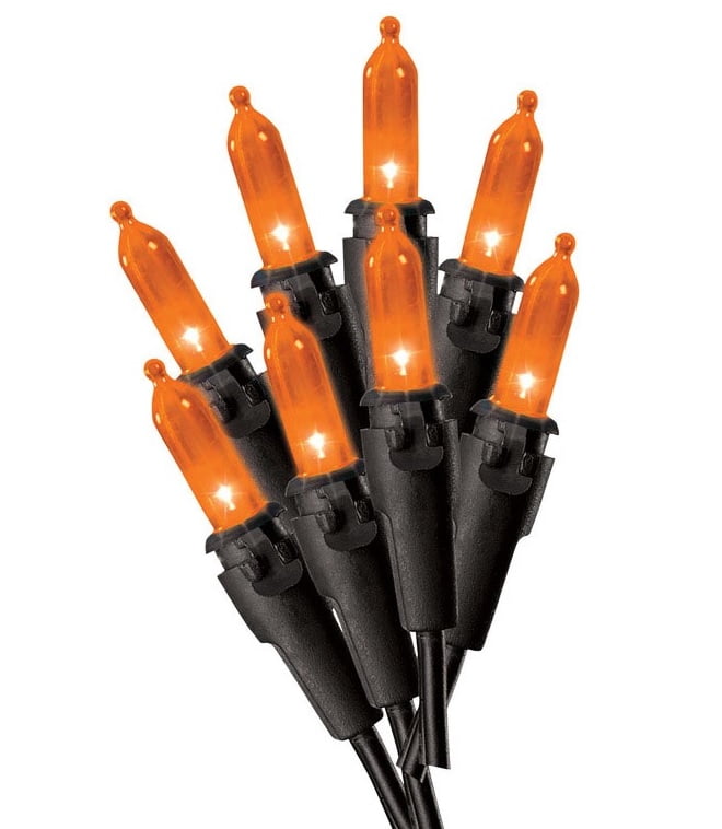 Celebrations Mini Strand Decorative Black Wire 50 ct Orange LED String ...