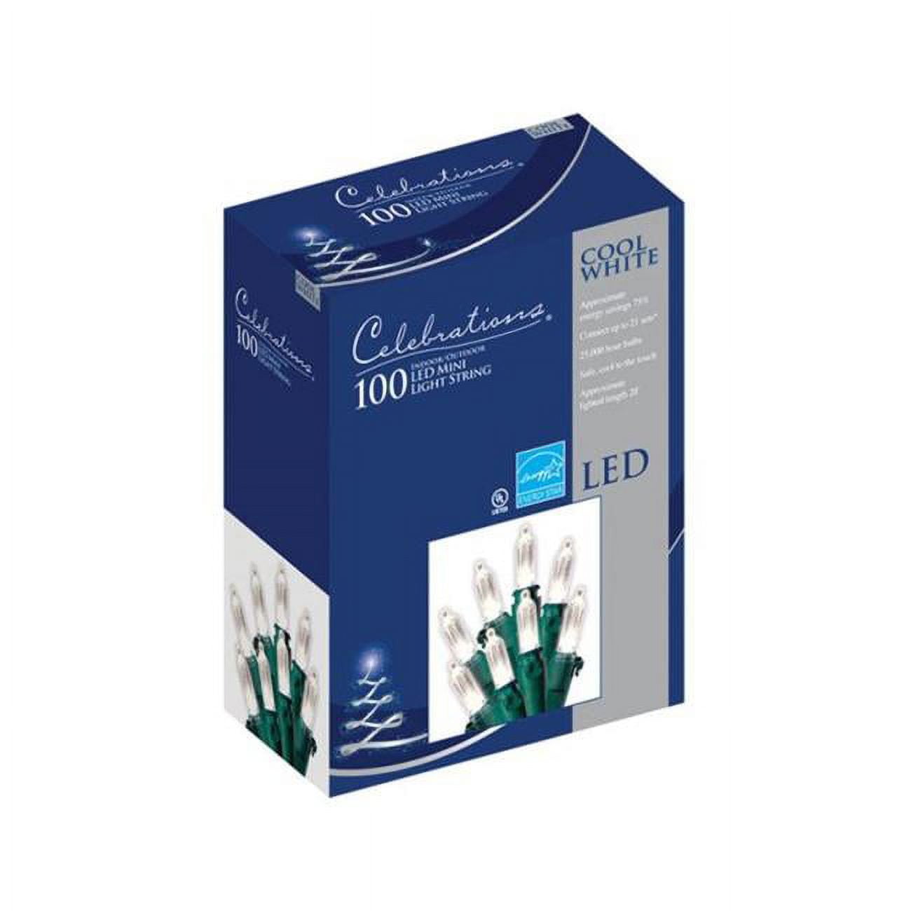 Celebrations 40839-71 Cool White Traditional LED Light Set 100 Count ...